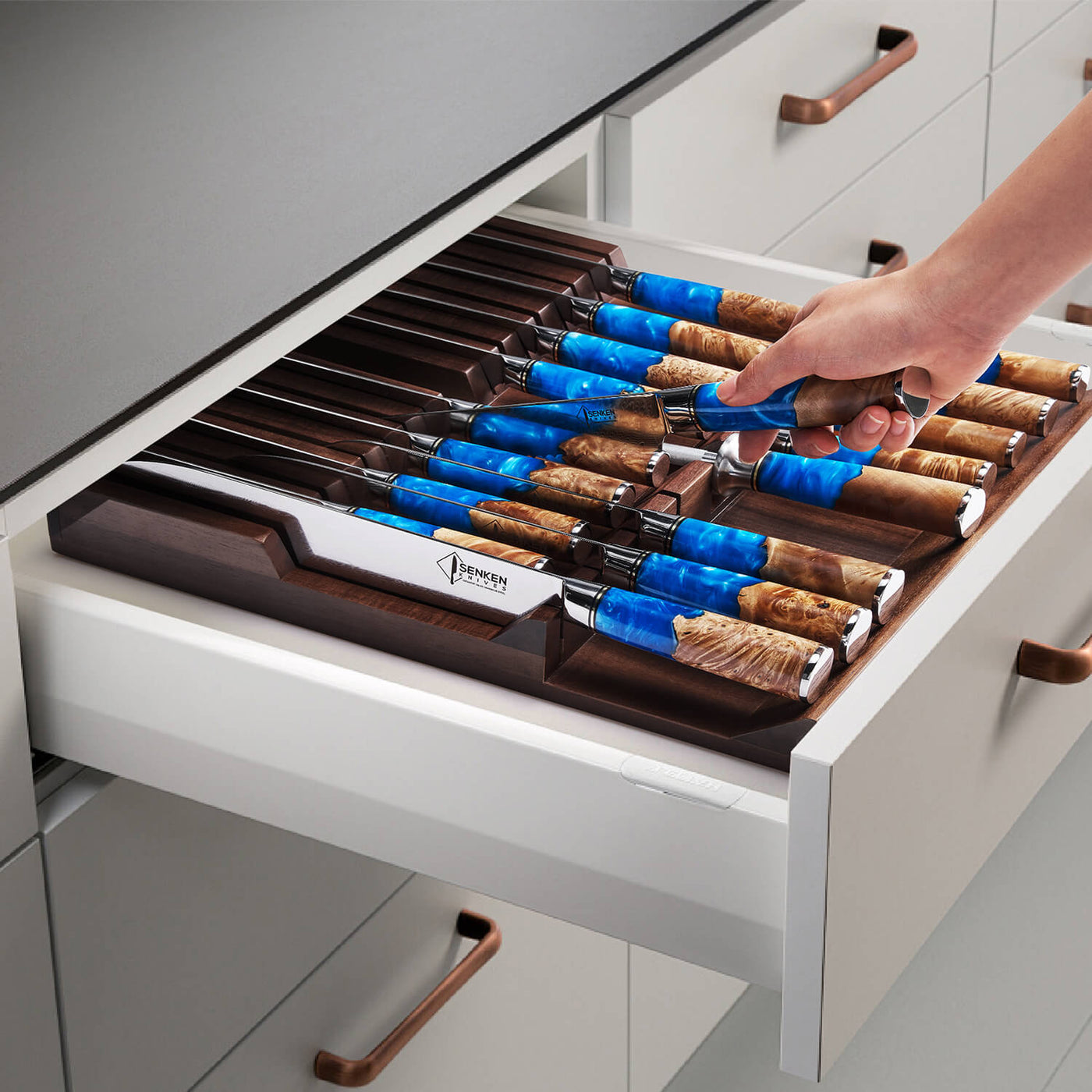 In-Drawer Knife Storage Block — Acacia Hardwood, 17 Slots