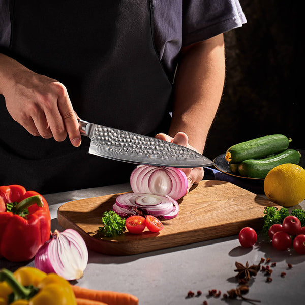 "Ronin" Collection - Japanese VG10 Hammered Damascus Steel Knife Set ...