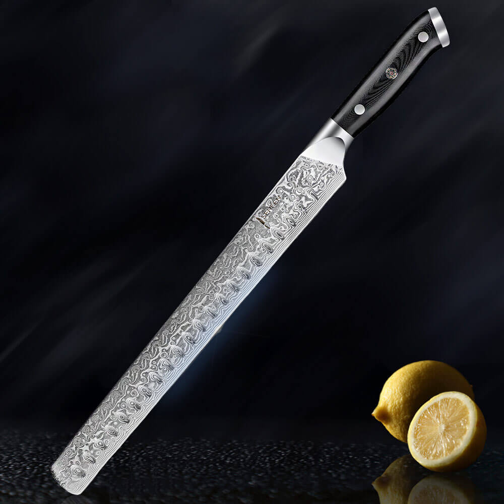 "Shogun" Japanese VG10 Damascus Steel 12" Brisket Knife - Full-Body G1 ...