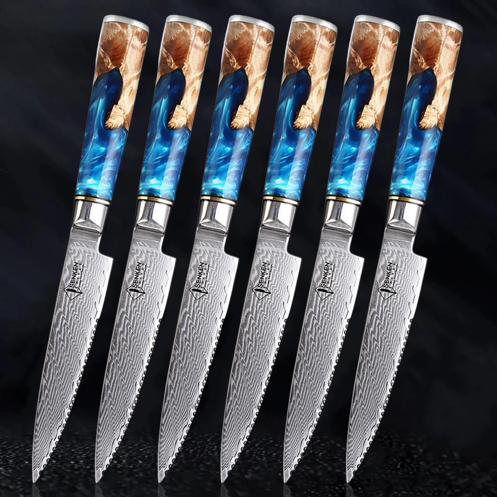 "Tsunami" 15-Piece Japanese Damascus Steel Knife Block Set – Senken Knives