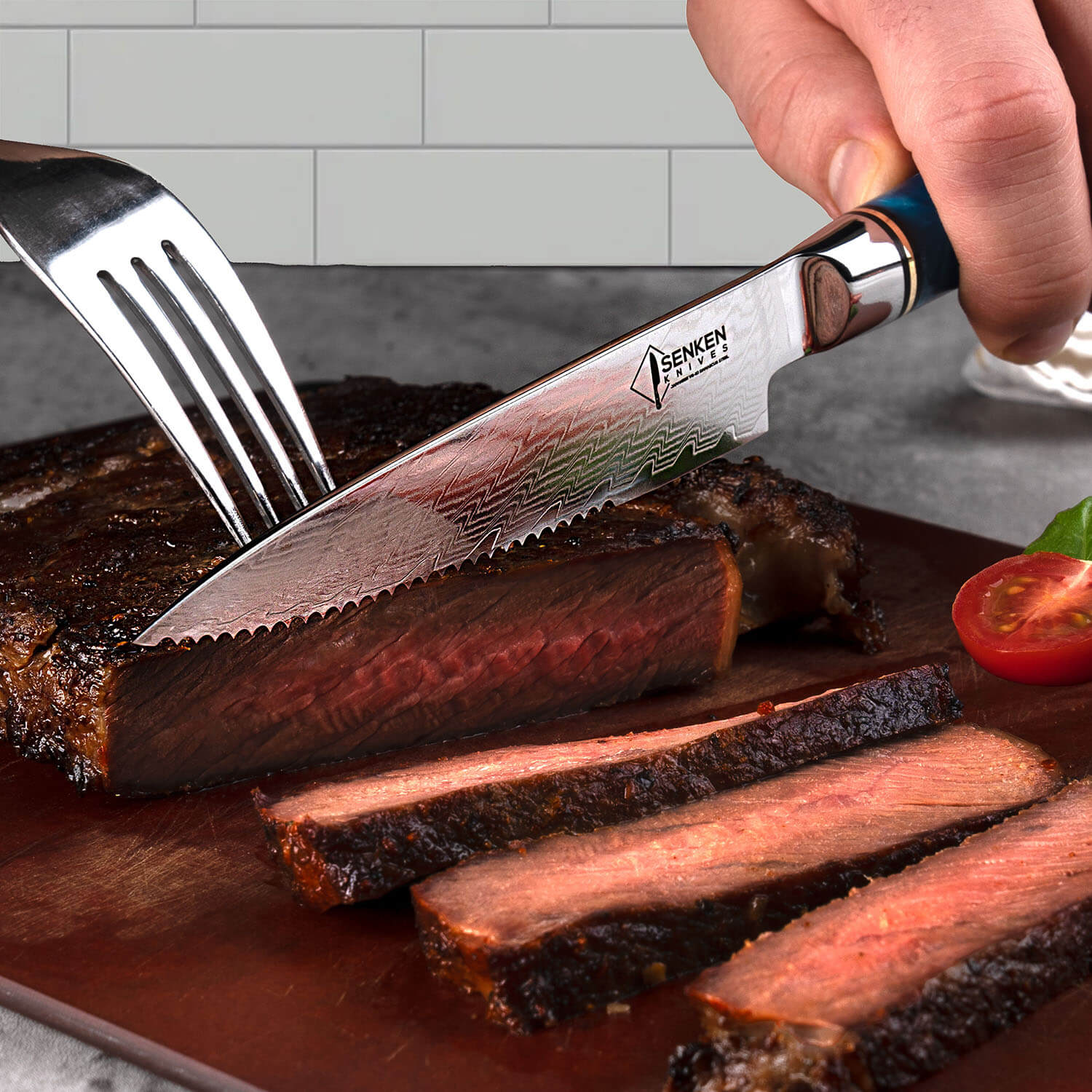 "Tsunami" 15-Piece Japanese Damascus Steel Knife Block Set – Senken Knives