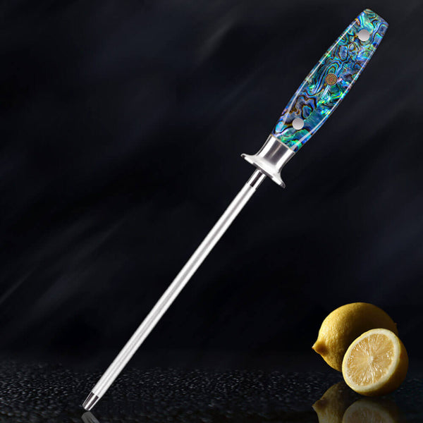 Umi Sharpening Steel — Emery Rod with Abalone Shell Handle