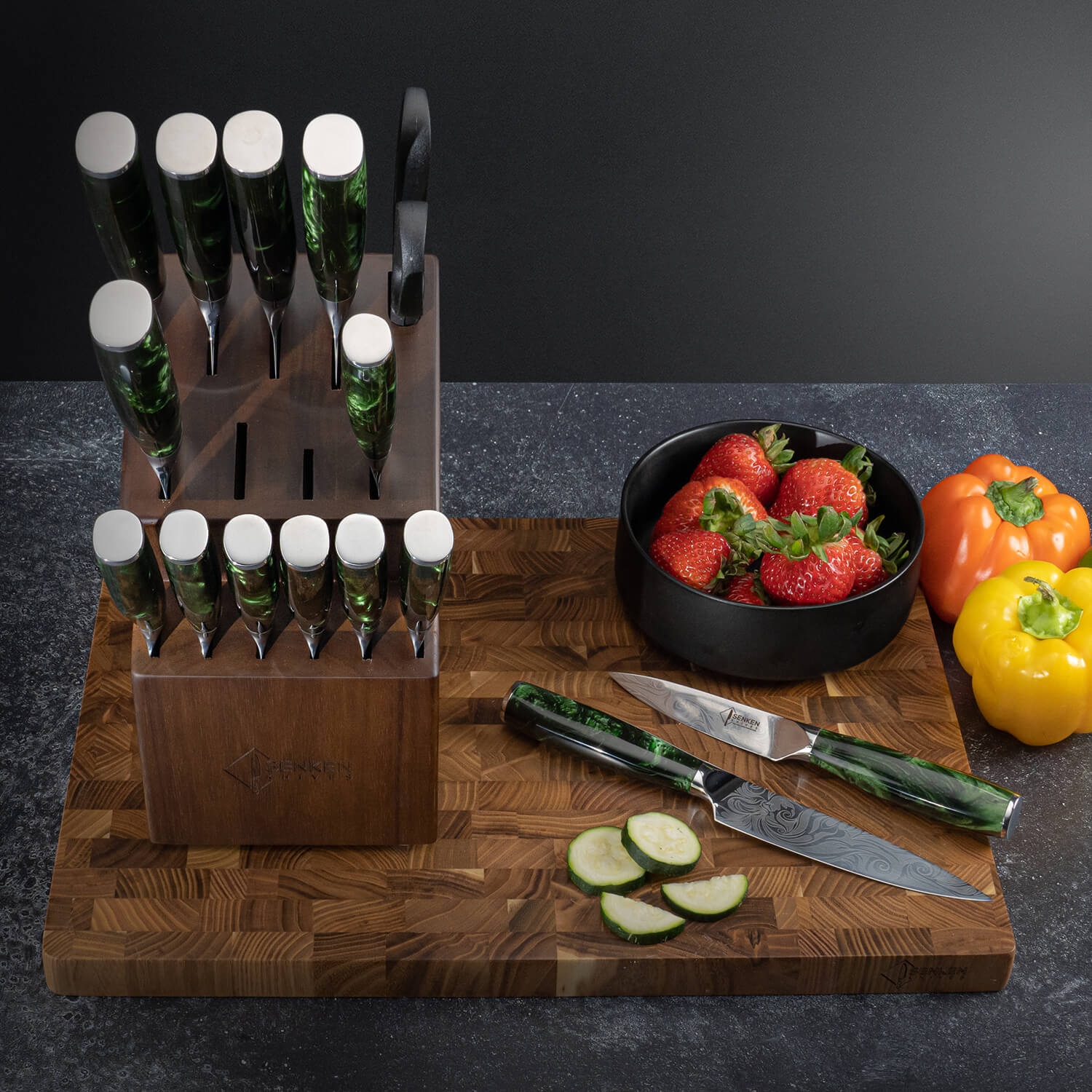 "Wasabi" 16-Piece Japanese Knife Block Set – Senken Knives